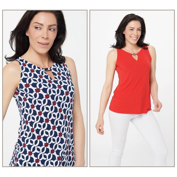 Susan Graver | Tops | Set Of 2 Susan Graver Womens Top Sz M Print Solid ...